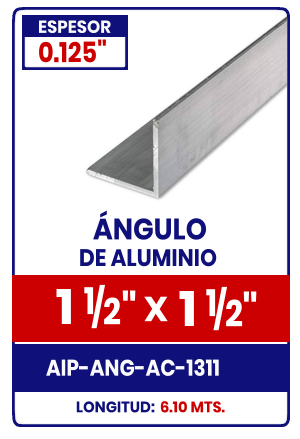 ÁNGULO DE ALUMINIO DE 1 1/2"X 1 1/2" ESPESOR 0.125" AIP-ANG-AC-1311 ...